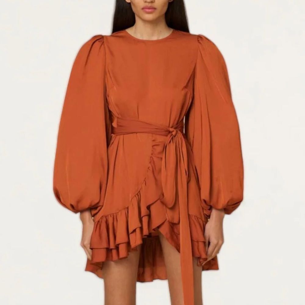 Amy Lynn Kravitz Puff Sleeve Wrap Dress - Gem